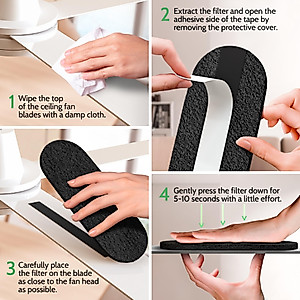 Veloxe Ceiling Fan Filters for Blades | 6-Pack Set Air Filters with Activated Charcoal | Odor Eliminator & Air Purifiers for Common Household Contaminants | Unscented Carbon Air Filters