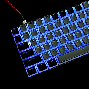 YMDK 128 PBT Double Shot Doubleshot Shine Through ANSI ISO OEM Profile Pudding Keycaps Key caps for MX Mechanical Keyboard 61 68 87 104 (128 Black Gray)