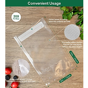 UTILIMATES Pint Vacuum Sealer Bags for Food, 6x10 Inch 200, Preprinted Label, BPA-free Puncture Prevention Heavy Duty Small Vacuum Seal Bags for Food, Ideal for Food Saver, Freezer Bags, or Sous Vide