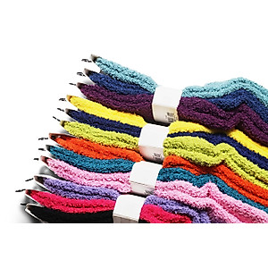 Yacht & Smith 12 Pairs Women Fuzzy Socks Crew Socks, Warm Butter Soft (Solid Assorted 12 Pack)