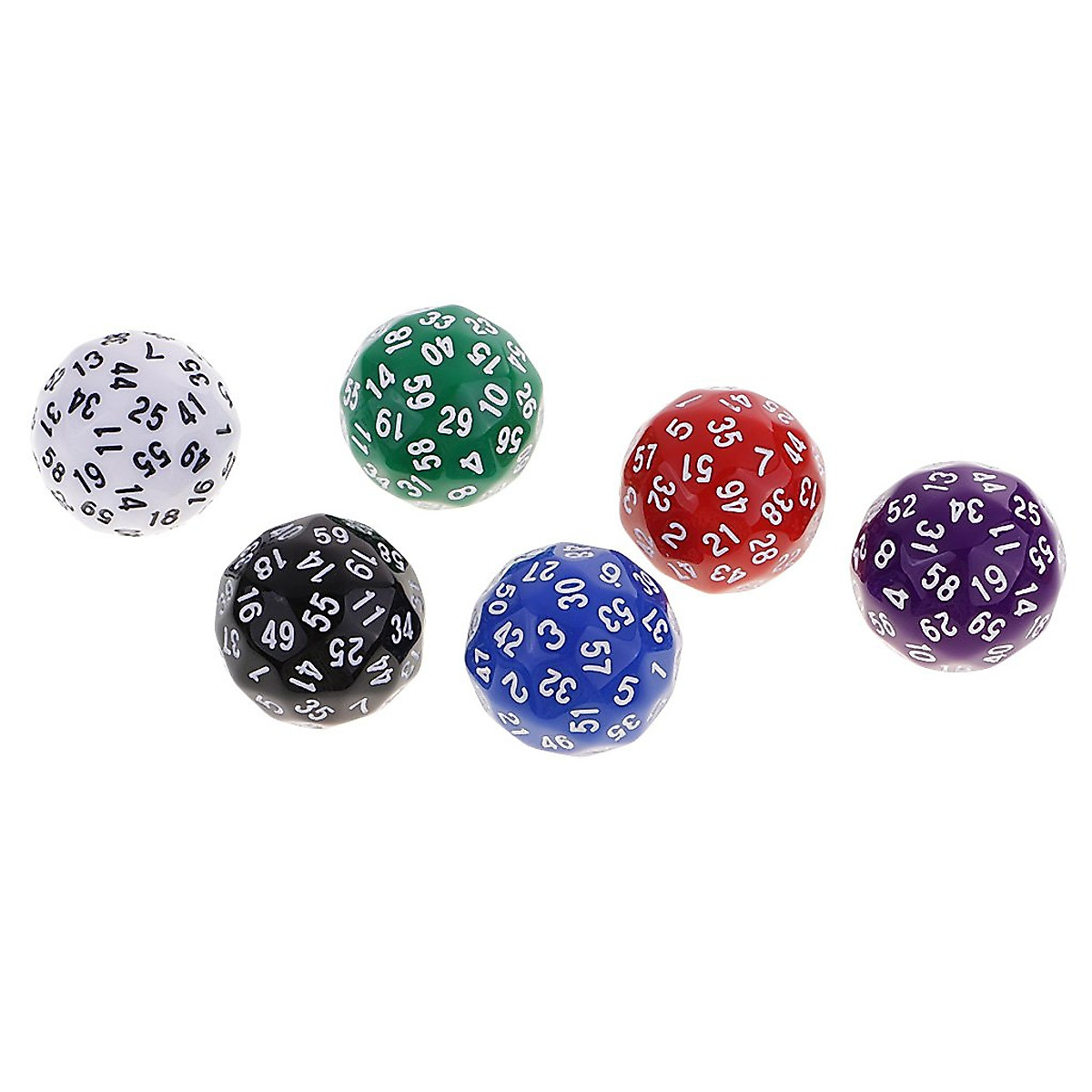 6X 60 Sided Dice D60 Polyhedral Dices for RPG Board Game.
