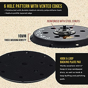 Dura-Gold 6" Bolt-On Hook & Loop DA Polisher Sander Backing Plate Pad - Replacement Pad, Fits Both The P9519 & TCP Global EP-503 Dual-Action Random Orbit Polisher Sanders - Auto Detailing Polishing