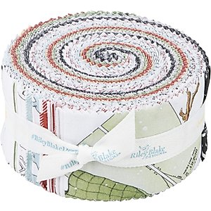 J Wecker Frisch White As Snow Rolie Polie 40 2.5-inch Strips Jelly Roll Riley Blake RP-13550-40