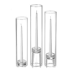 Yummi Set of 12 Taper Candles, Chimney and Taper Holders - White