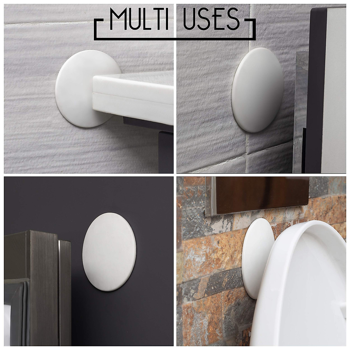 Door Stopper Wall Protector Large 3.15" (4 PCS) - Door Stop with Strong Back Adhesive - Quiet and Shock Absorbent Silicone Wall Protectors from Door Knobs - Protects Every Wall Surface