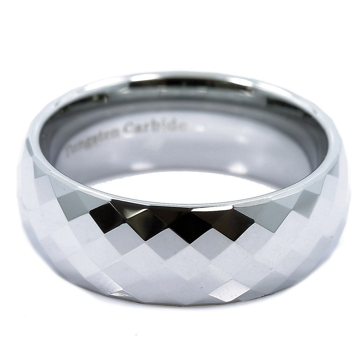 MJ Metals Jewelry Tungsten Carbide 8mm Polished Faceted Honeycomb Pattern COMFORT FIT Wedding Band Ring Size 11