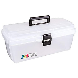 ArtBin 6966AB 16 in. Lift-Out Tray Box, Portable Art & Craft Organizer with Handle and Tray, Clear