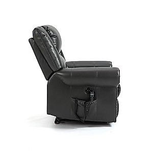 Electric Lift Chair Power Recliner,Reclining Lifting Single Sofa Armchair with Heat and Massage,Heavy Duty Dual Motor Faux Leather Upholstery Lazy Lounge Couch w//USB Ports,Side Pockets&Nailed Decor