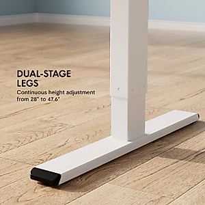 FLEXISPOT Electric Standing Desk Whole Piece 55 x 28 Inch Desktop Adjustable Height Desk Home Office Computer Workstation Sit Stand up Desk (White Frame + 55" Maple Top, 2 Packages)