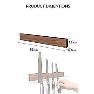 Walnut Wood Magnetic Knife Holder 16 inch Powerful Magnetic organizing kitchen Space-Saving- knifes - metal tools heavy duty strip