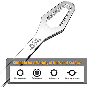 ZUZUAN Double End Multifunctional Universal Wrench,8mm-22mm Self-Tightening lazy Wrench Repair Tools, Chrome Vanadium Steel, Silver