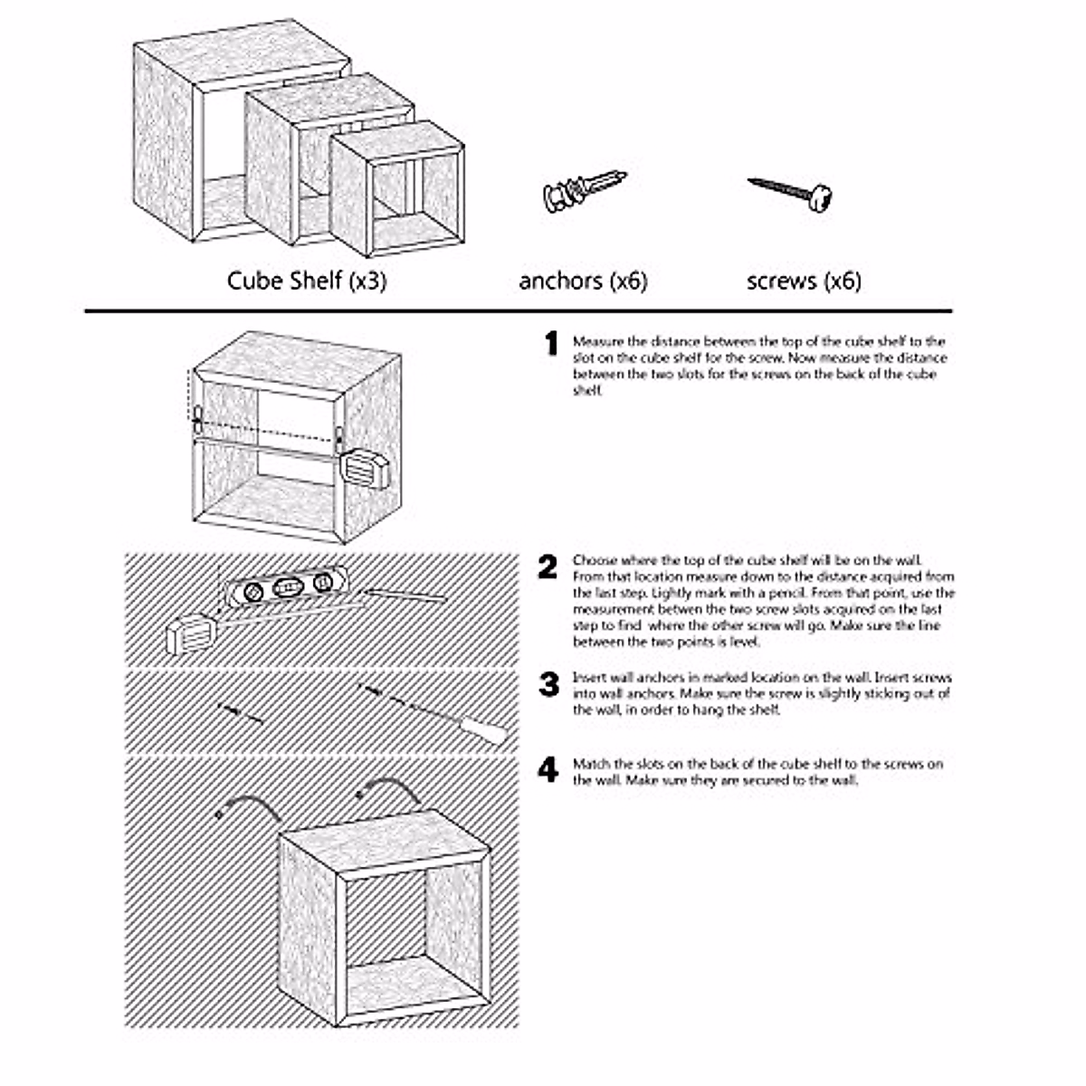 WALLNITURE Modern Home Decor Square Cube Floating Wall Shelf Black Set of 3