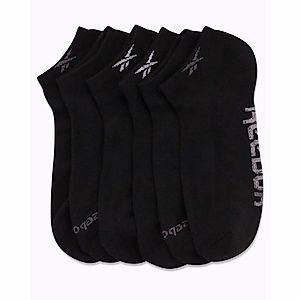 Reebok Men's Low Cut Socks - 12 Pack Performance Cushion Comfort No Show Socks - Breathable Athletic Socks for Men (6-12.5), Size 6-12.5, Black Feed