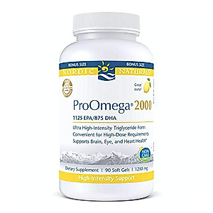 Nordic Naturals ProOmega 2000, Lemon Flavor - 90 Soft Gels - 2150 mg Omega-3 - Ultra High-Potency Fish Oil - EPA & DHA - Promotes Brain, Eye, Heart, & Immune Health - Non-GMO - 45 Servings