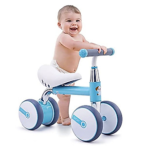 Baby Balance Bike Riding Toys for Toddler Baby Balance Bike Walker 4 Wheels No Pedal Bicycle to Exercise Standing and Running Birthday Gift for 18-36 Months Boys Girls (Blue)