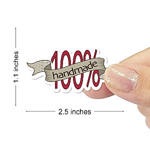 Wailozco 100% Handmade Stickers,Thank You Stickers,Handmade Stickers,Small Shop Stickers,Envelopes Stickers for Small Business, Online Retailers,Handmade Goods,500 Labels Per Roll