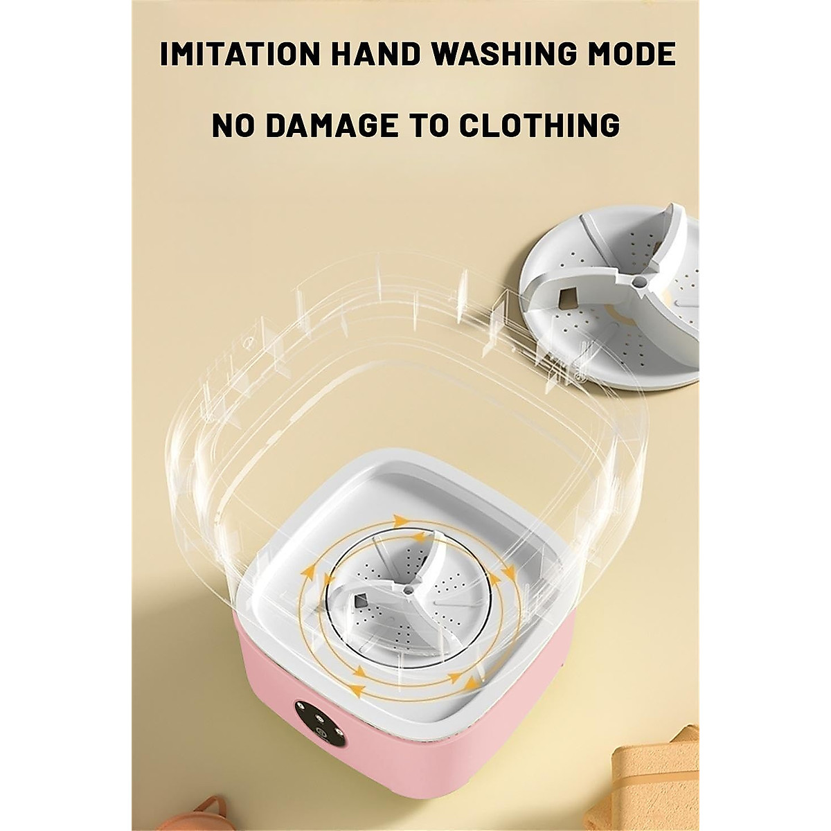 Portable washing machine,Mini Washer,11L upgraded large capacity foldable Washer.Deep cleaning of underwear, baby clothes and other small clothes.Suitable for apartments, dormitories, hotels. (Pink)