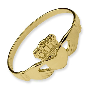14K Yellow Gold Heart Love Irish Claddagh Celtic Ring Jewelry Size 6.00