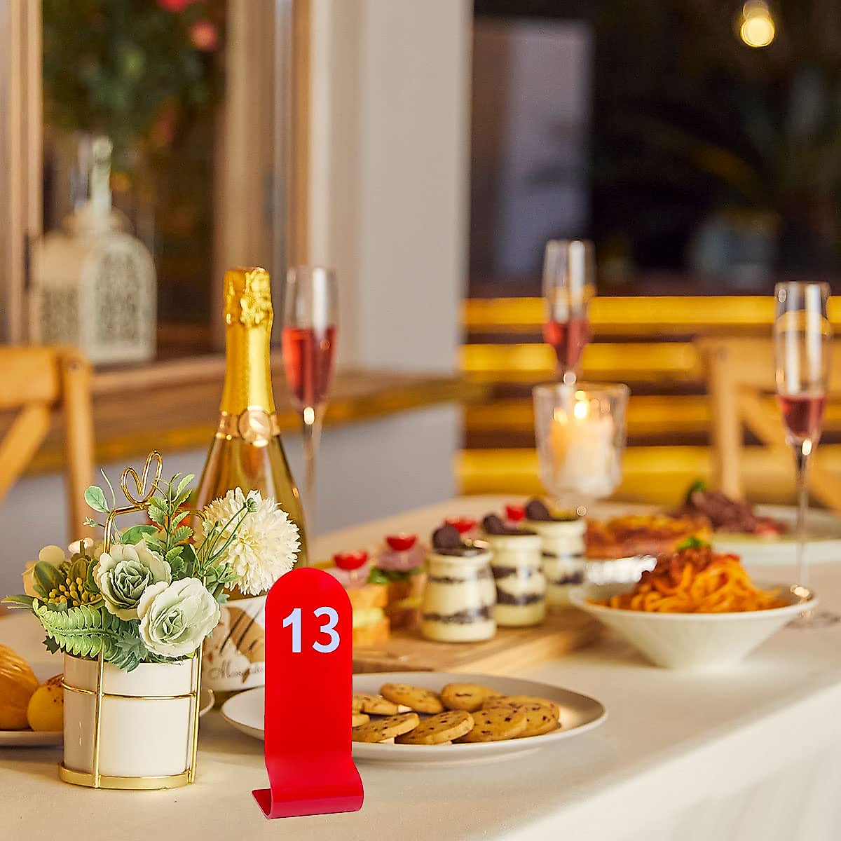 Table Numbers 1-40 Red Acrylic Double Sided Table Numbers For Wedding Reception Restaurants Cafes etc