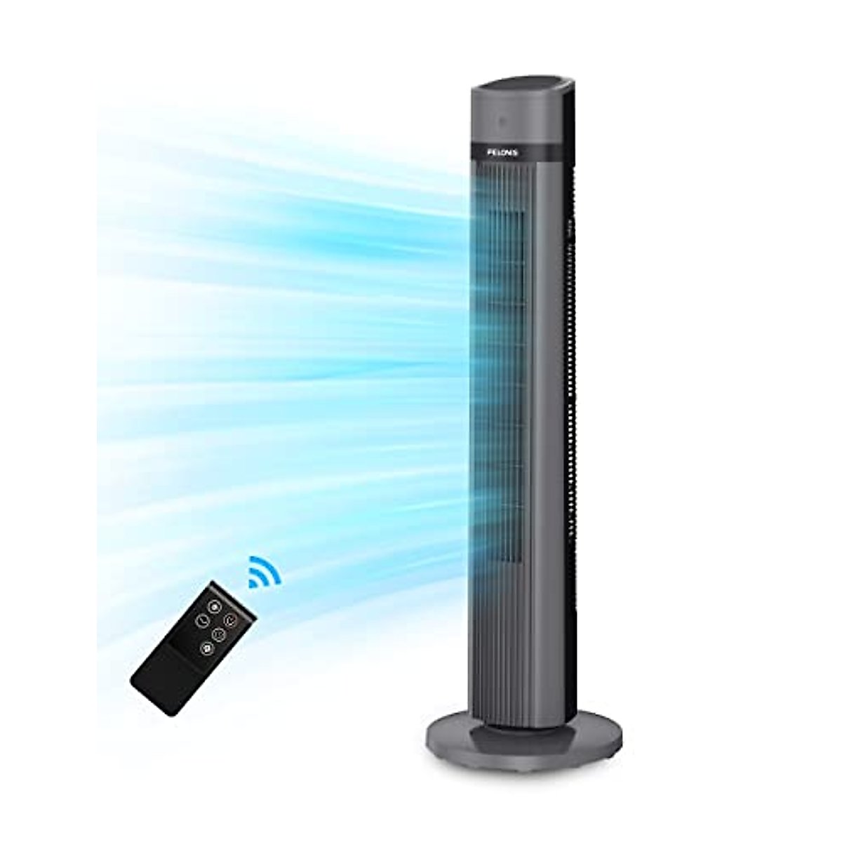 PELONIS 40''Oscillating Tower Fan | Remote Control, Black & 42’’ Oscillating Tower Fan with Aromatherapy Diffuser, Remote Control, 5 Speed Settings, Black