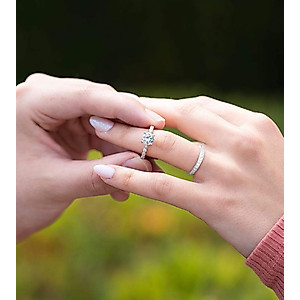 TIGRADE 2mm Women Titanium Eternity Ring Cubic Zirconia Anniversary Wedding Engagement Band Size 3-13.5 (Silver, 8)