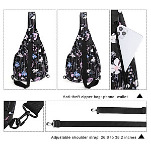 HUA ANGEL Travel Sling Bag, Trendy Crossbody Bags Hiking Backpack Purse Chest Bag One Shoulder Daypack with Convertible Strap