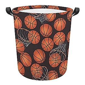 Basketball Sport Large Laundry Basket Hamper Bag Washing with Handles for College Dorm Portable