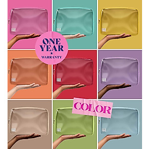 Embla Clear Cosmetic Bag Makeup Bag, Clear Zipper Pouch Cosmetics Bags Cute Womens Make Up Pouches, Clear Toiletry Travel Bag Tote, Preppy Purse Cosmetic Organizer Mini Small Large Makeup Bags, Lilac