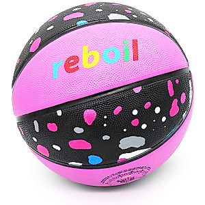REBOILPHASE Pink Basketball Size 4 Basketball Gift, Kids Basketball, Youth Basketballs, Rubber Basketball -Pink/Multi-Splatter
