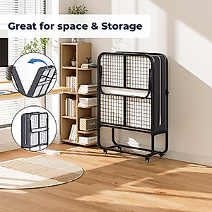 Umidex Folding Bed, (with 5.2" Thick Memory Foam Mattress), 79 * 35inch, Portable Foldable Adult with Mattress for Guest use, Metal Folding Frame, Reinforced Metal mesh, can Hold up to 550 lbs