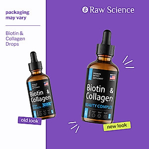 Liquid Collagen & Biotin Supplements for Hair Growth - Biotin 10000mcg Collagen Peptides 20000mcg Drops - Hair Vitamins for Hair Loss for Women & Men, Skin and Nail Strengthener - Made in USA, 2 floz