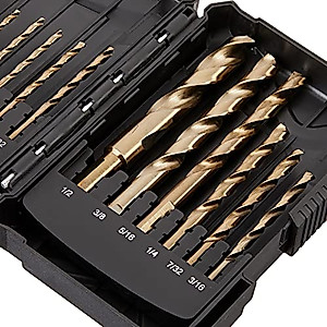 Amazon Brand - Denali 14-Piece Pilot Point Drill Bit Set with Carry Case