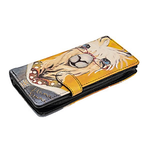 Shag Wear Women's Premium Vegan Clutch Cardholder Zipper Wallet Purse with Pretty Tribal Elephant, Pink