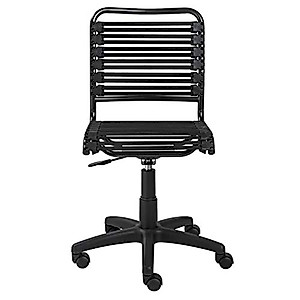 HomeRoots Metal Black Flat Bungie Cord Low Back Rolling Office Chair