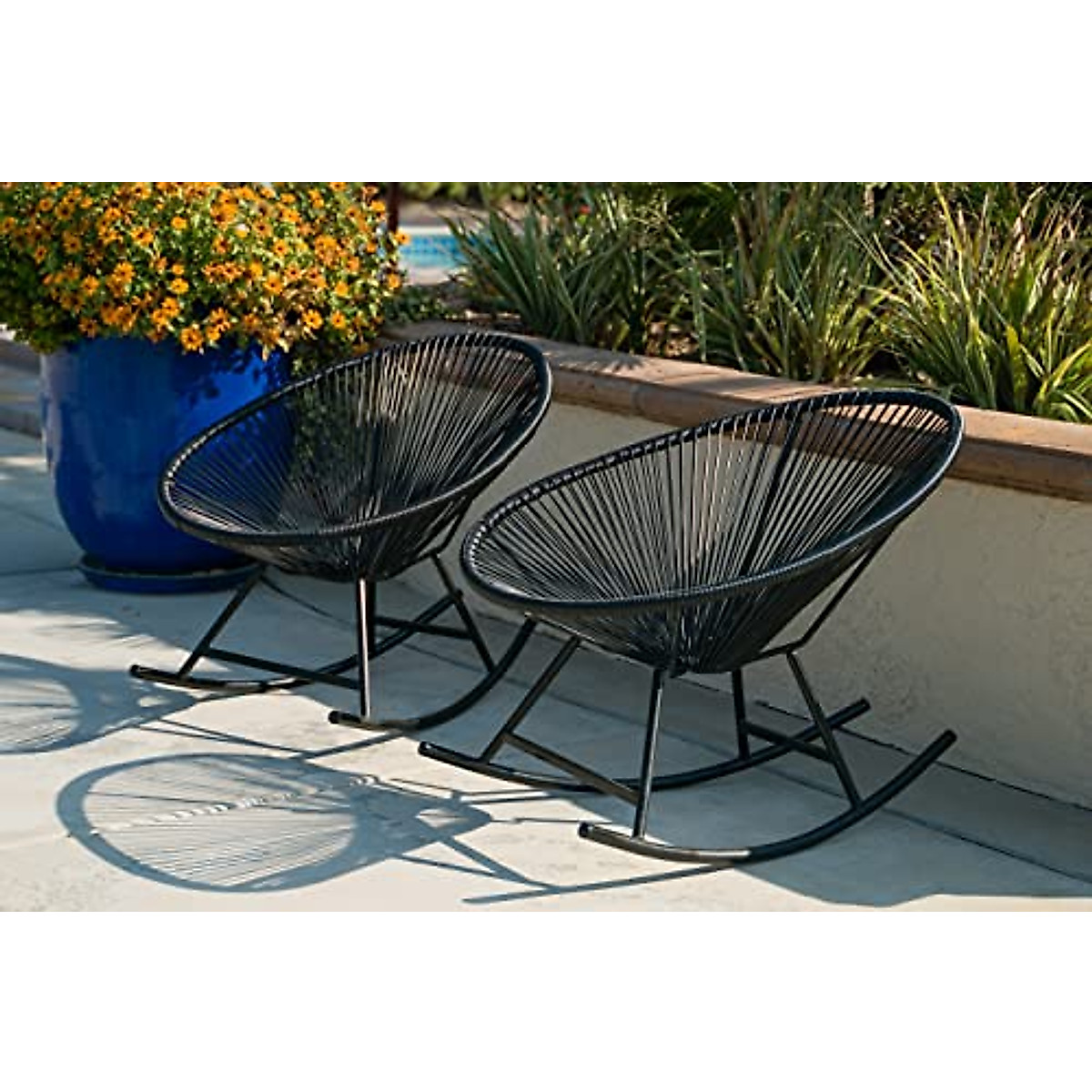XBrand Hammock Weave Rocking Patio Chair, Black