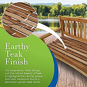 EcoDecors Kent Outdoor Bench Teak Wood Garden Bench Patio Bench with Armrests and Backrest, Yard Benches for Indoor and Outdoors- Natural Teak