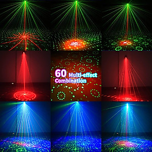 POCOCO DJ Disco Stage Party Lights - Battery Powered Laser Light - Sound Activated Strobe Projector for Christmas Halloween Decorations Karaoke Pub KTV Bar Dance Gift Birthday Wedding
