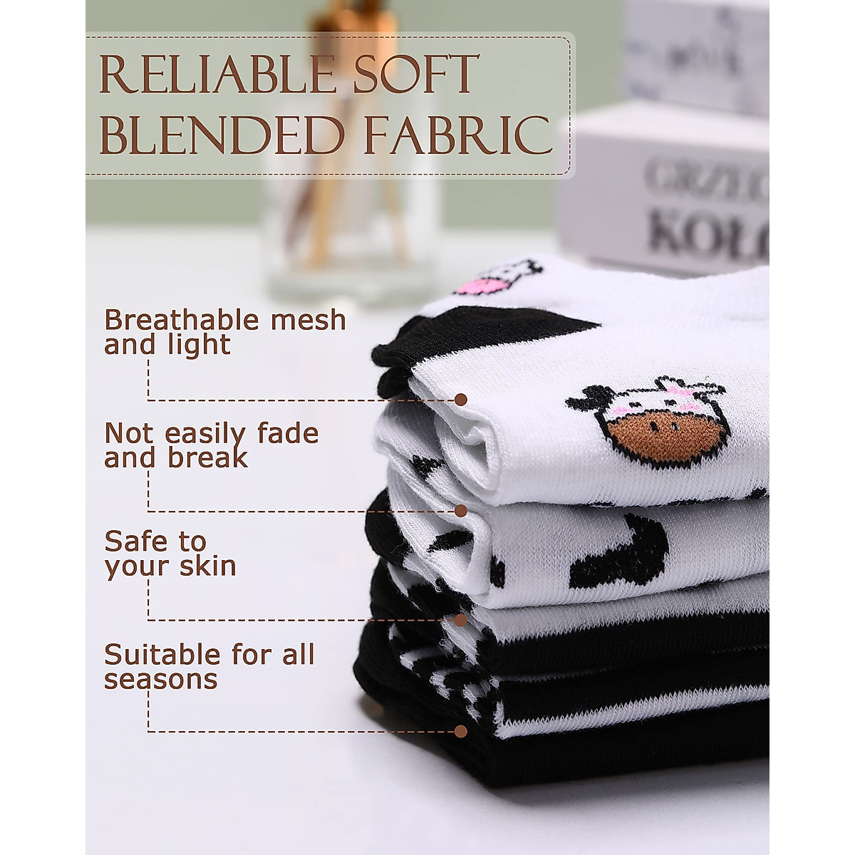 Mumufy 100 Pairs Women Low Ankle Socks Low Cut No Show Socks Fruits Animals Funny Dog Cat Cow Cute Socks for Women Ladies Gifts