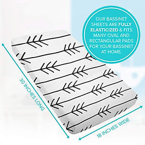 Kushies Baby Fitted Bassinet Sheets - 30 x 18 Bassinet Mattress Mini Crib Sheets - One Direction for Playpen & Bed Side Bassinets Mini Crib Sheet, One Direction Black & White (S335-619)