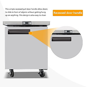 KITMA 28" Commercial Undercounter Refrigerators Undercounter Worktop Refrigerator, Single Door Under Counter fridge - 7.15 Cu. Ft, Stainless Steel