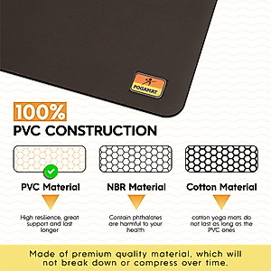 POGAMAT Premium Thick Yoga Mat - 6 ft X 4 ft x 8mm - Light Cardio Workout Mat - Extra Long Memory Foam Floor Mats for Yoga, Meditation and Stretching - Use For Any Exercise Without Shoes Black