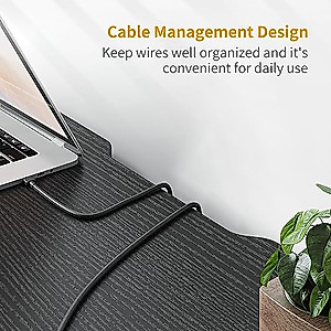 CubiCubi Computer Desk, 32 inch Home Office Writing Study Desks with Arc Corner, Small PC Table with Cable Hole, Black