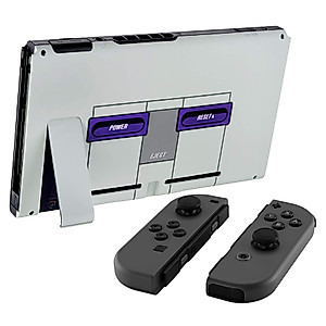 eXtremeRate Soft Touch Grip Classics SNES Style Console Back Plate DIY Replacement Housing Shell Case for Nintendo Switch Console with Kickstand – JoyCon Shell NOT Included