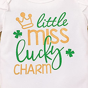 St.Patrick 's Day Newborn Baby Girl Short Sleeve Round Neck Romper Tops+Dots Tutu Tulle Skirt+Headband 3pcs Clothes Set (Green, 0-3 Months)