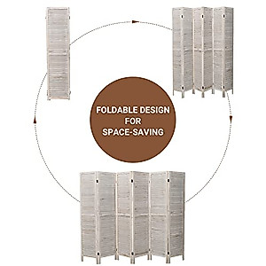 6 Panel ,6FT Wood room divider and Partition Folding Privacy Screens, Double Hinged, Wall for Bedroom Office Bedroom,White