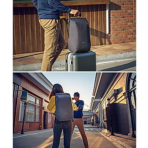 Simple Anti Theft Laptop Backpack with USB Charging Port Men Women Business Commuter Durable Waterproof Computer Rucksack College Bookbag for 15.6 Inch Black