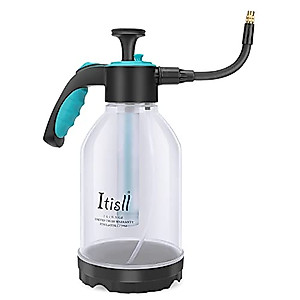 Itisll Manual Garden Sprayer 360 Degree Adjustable Brass Nozzle Hand Lawn Pressure Pump Sprayer Safety Valve with Extended Spray Wand, Durable Polyethylene Rod 0.5 Gal