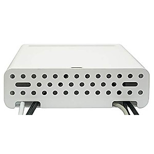 Kantek Cable Management Power HUB and Stand with USB Charging Ports, 5 OUTLETS, 3 USB, 6.5 FT Cord, White