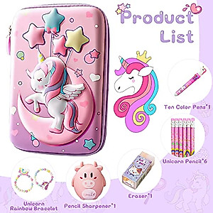 JYPLKCMT Unicorn Pencil Case For Girls Boys,Kids Cute Pencil Case Pink Pencil Pouch,3D EVA Large Capacity Pen Holder Cute Pencil Bag For Kids Boys School Portable Pencil Bag Gift.