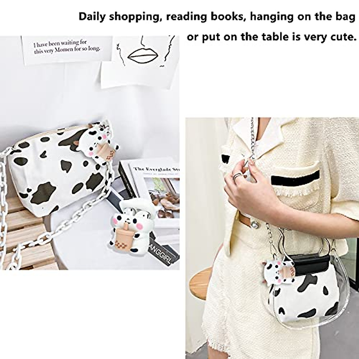 2 Pack for AirPods 2&1 Gen Case Cover, 3D Cute Funny Cartoon Boba Tea Cows & Boba Tea Dinosaurs Shape Apple Airpod Case Soft Silicone Skin with Keychain for Girls Boys Kids Teens (Cow+Dino)